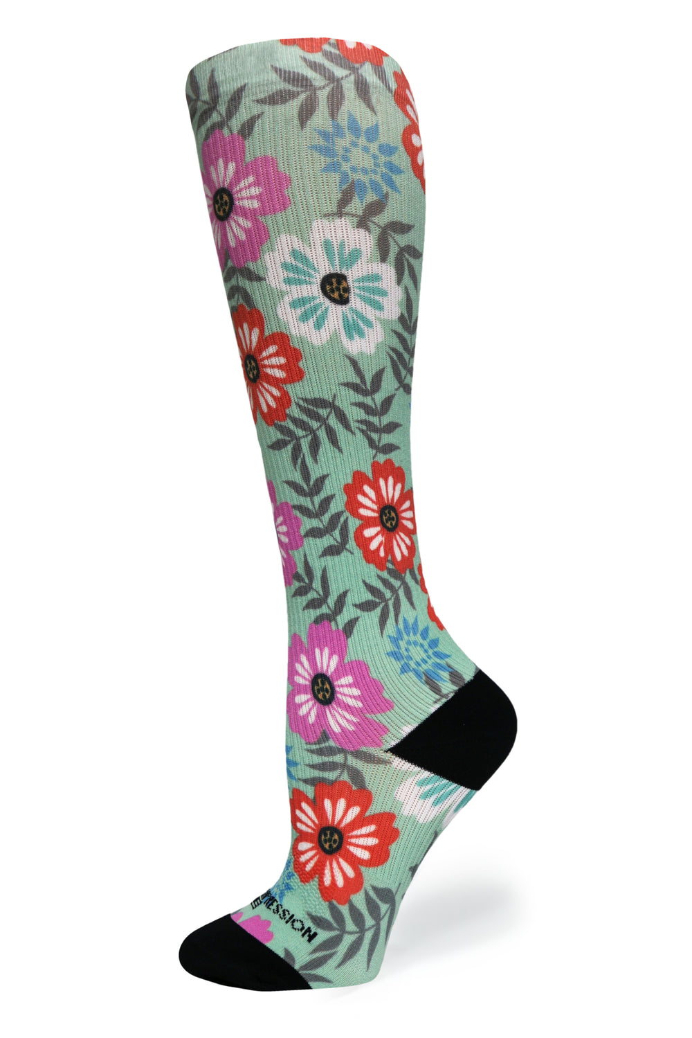 360 Floral Details OTC Compression Socks (Standard & Extra Wide ...