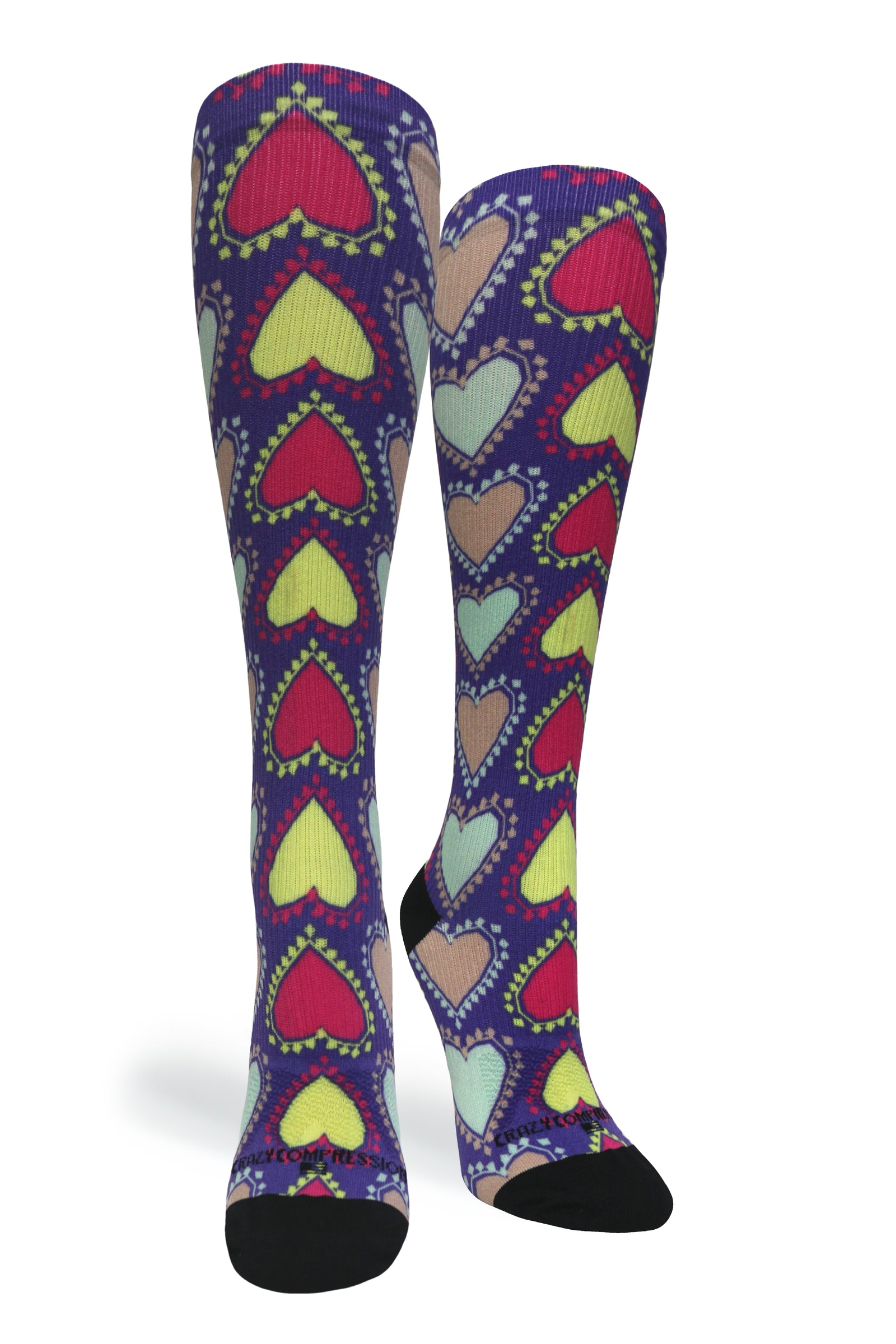 360 Straight Hearts OTC Compression Socks (Standard & Extra Wide)