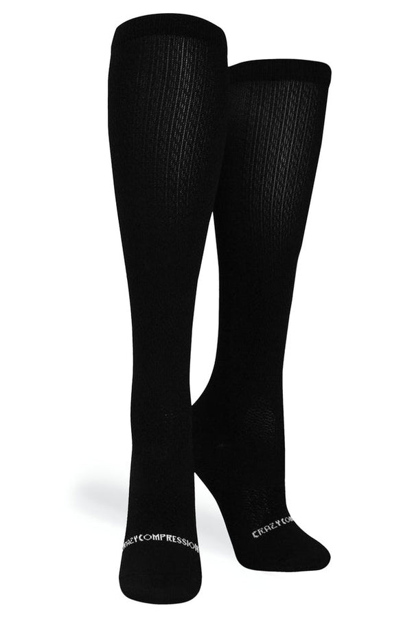 3 Pair Basic Black Bundle OTC Solid Compression Socks | Crazy Compression